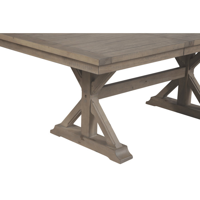 Laurel Foundry Modern Farmhouse Inglesbatch Extendable Pine Solid Wood Trestle Dining Table ...